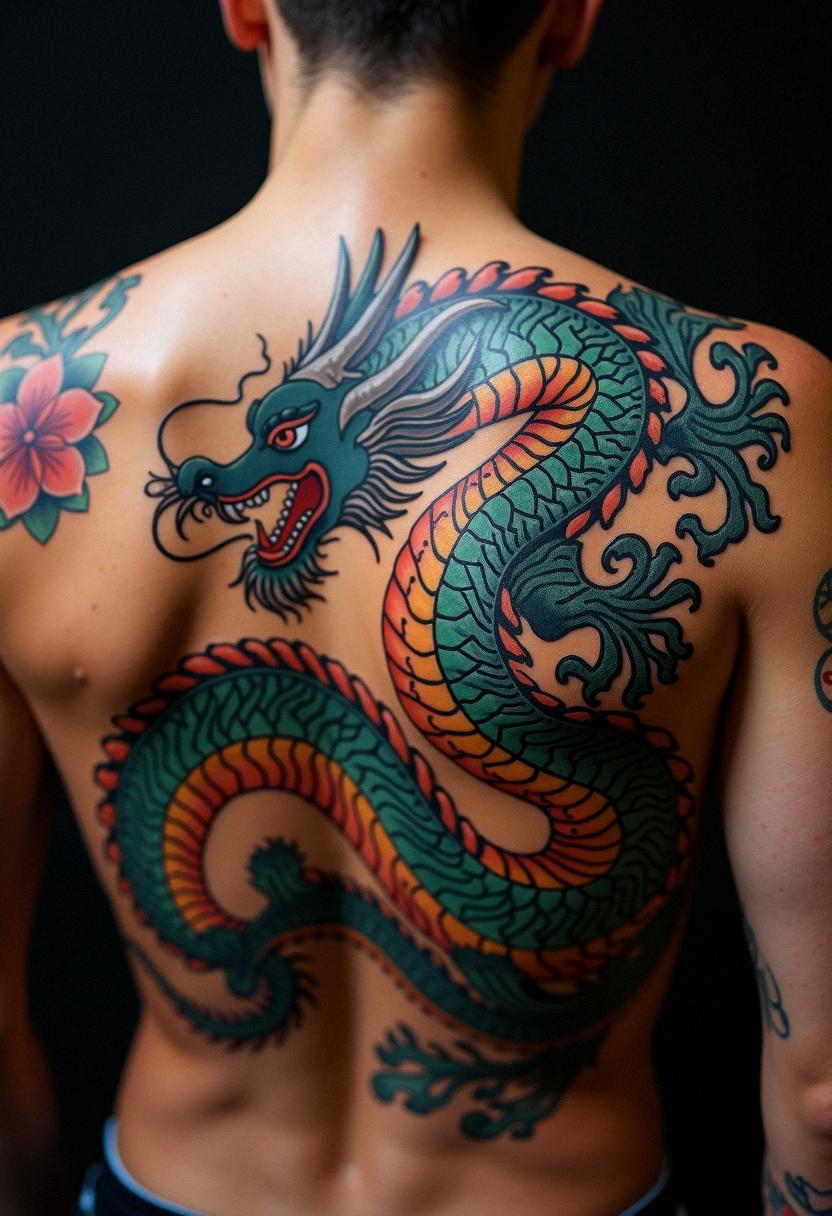 Bold Dragon Back Tattoo Ideas
