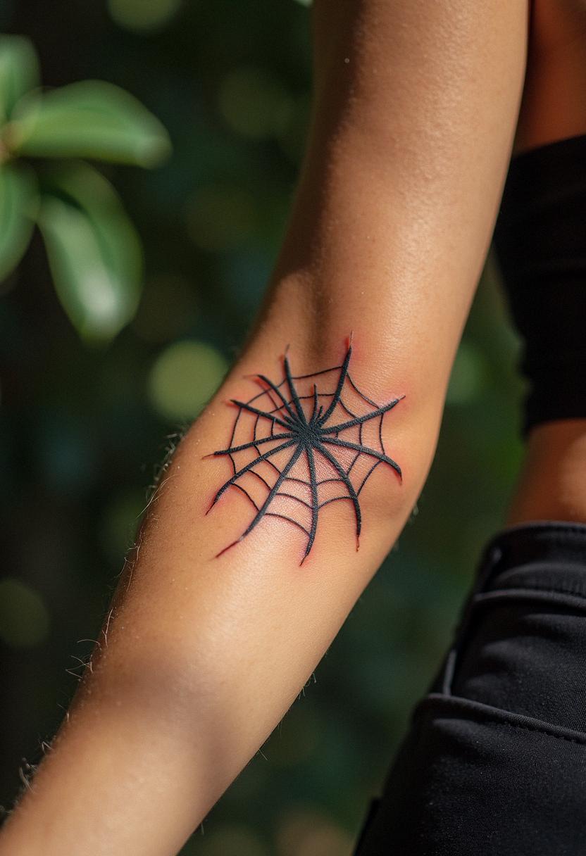 Elbow Spider Web Tattoo Ideas